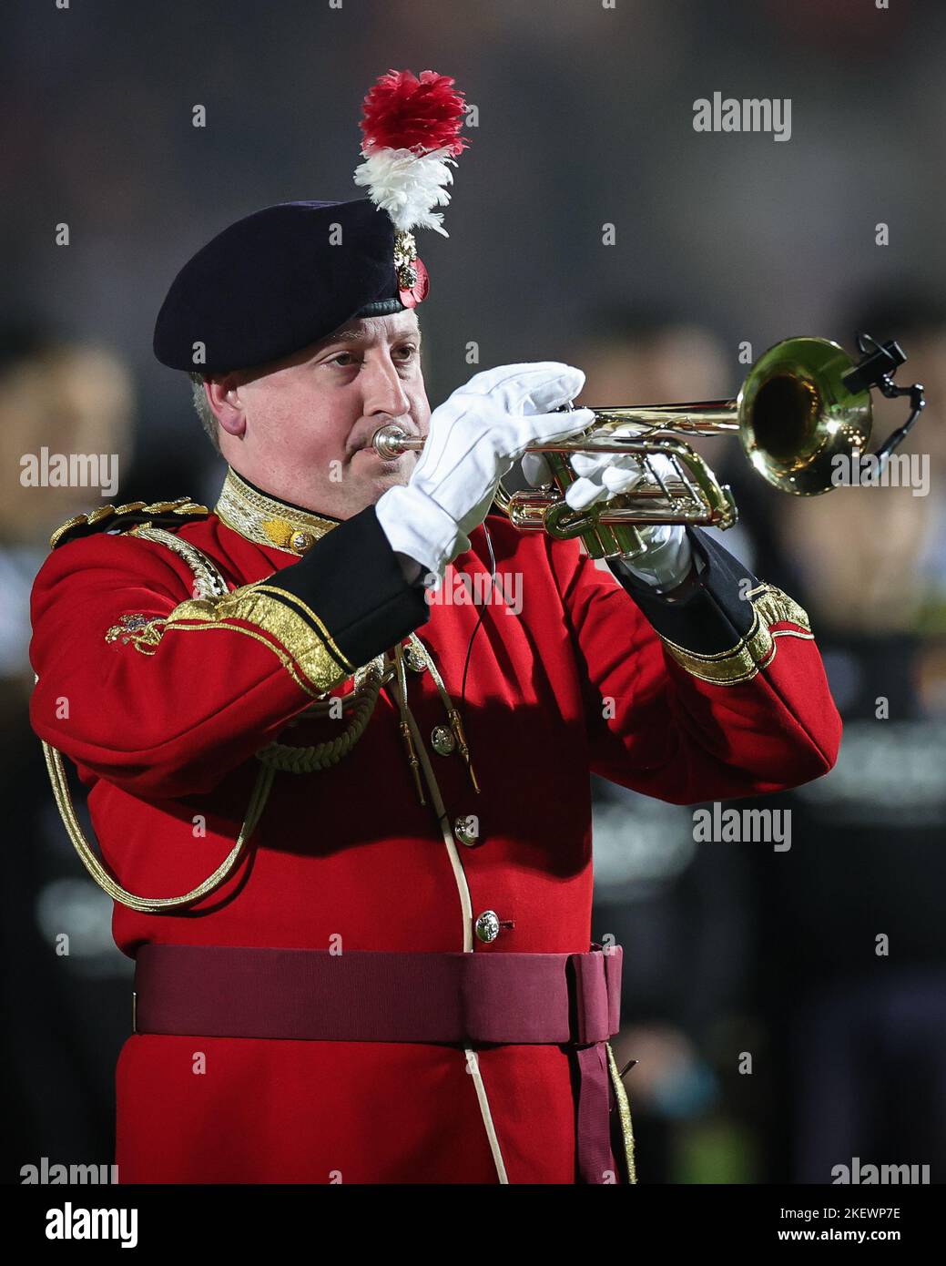 York, UK. 14th Nov, 2022. A Bugler plays ahead of the Women's Rugby ...