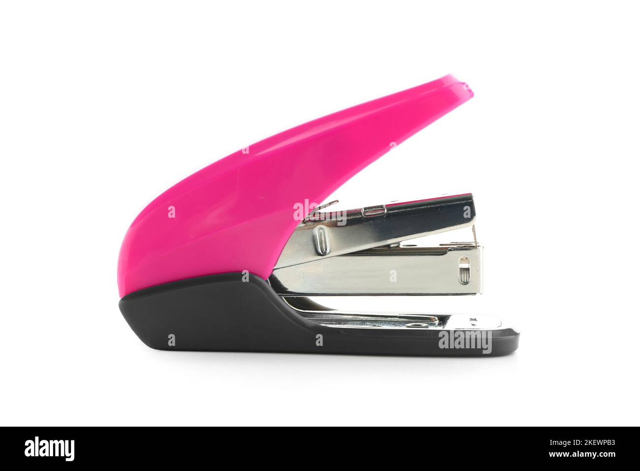 Pink office stapler on white background Stock Photo - Alamy