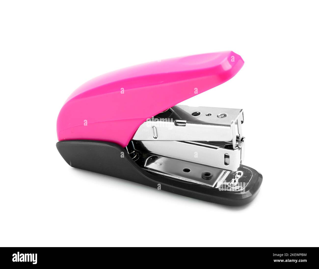 Pink office stapler isolated on white background Stock Photo - Alamy