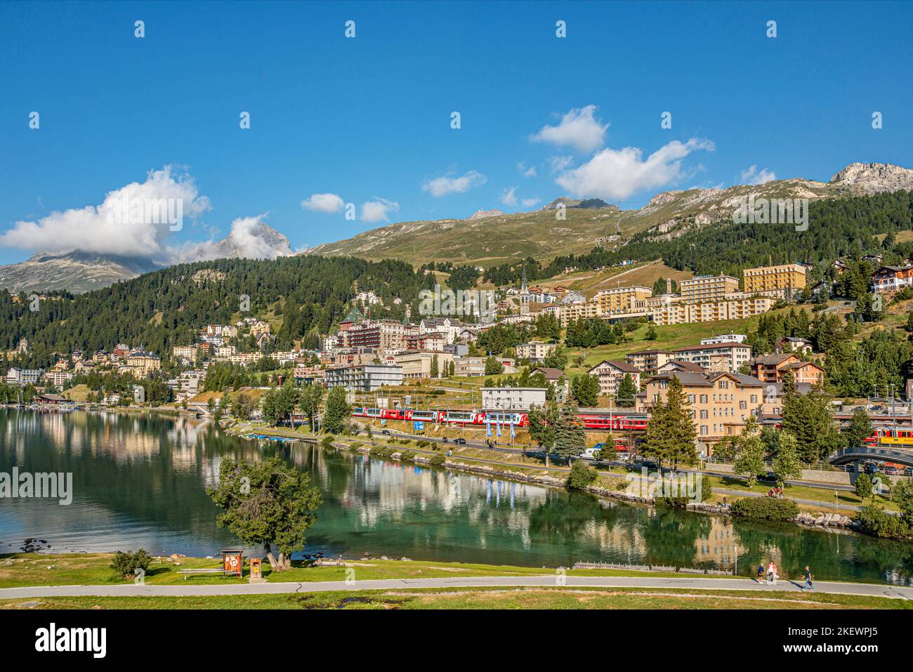 St.Moritz and Lake in Summer, Upper Engadin, Switzerland Stock Photo ...