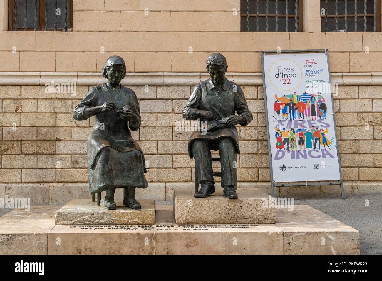 Inca , Spain; october 22 2022: Bronze sculpture in homage to all the ...