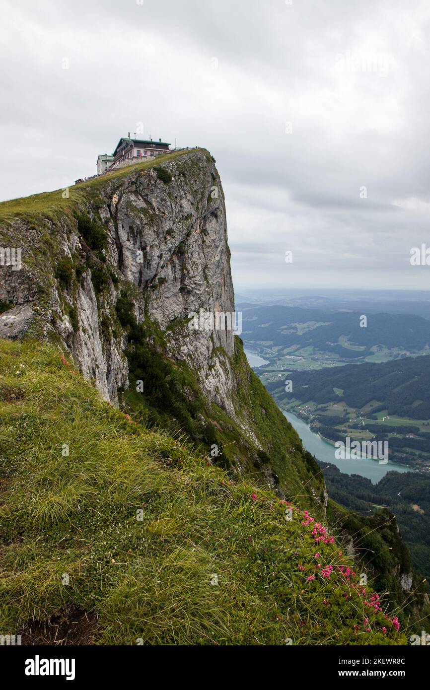 The beautiful view of Schafberg, 1783 m, during cloudy day, mountain in ...