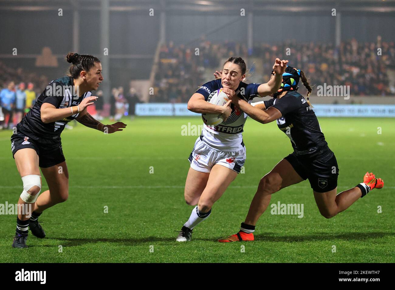 York, UK. 14th Nov, 2022. Fran Goldthorp of England breaks through for ...