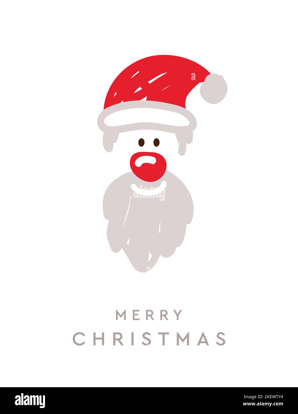 santa with red nose drawing christmas greeting card on white background ...