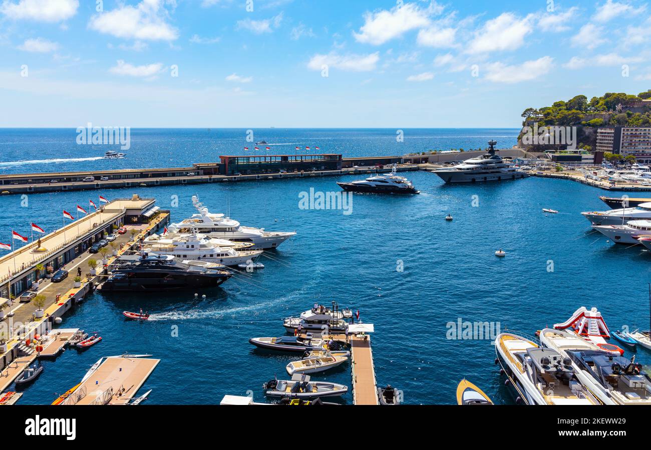 Monaco, France - August 2, 2022: Panoramic view of Hercules Port and ...