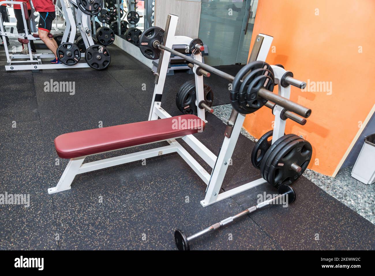 Modern Gym Room Fitness Center With Equipment And Machines. Interior of ...