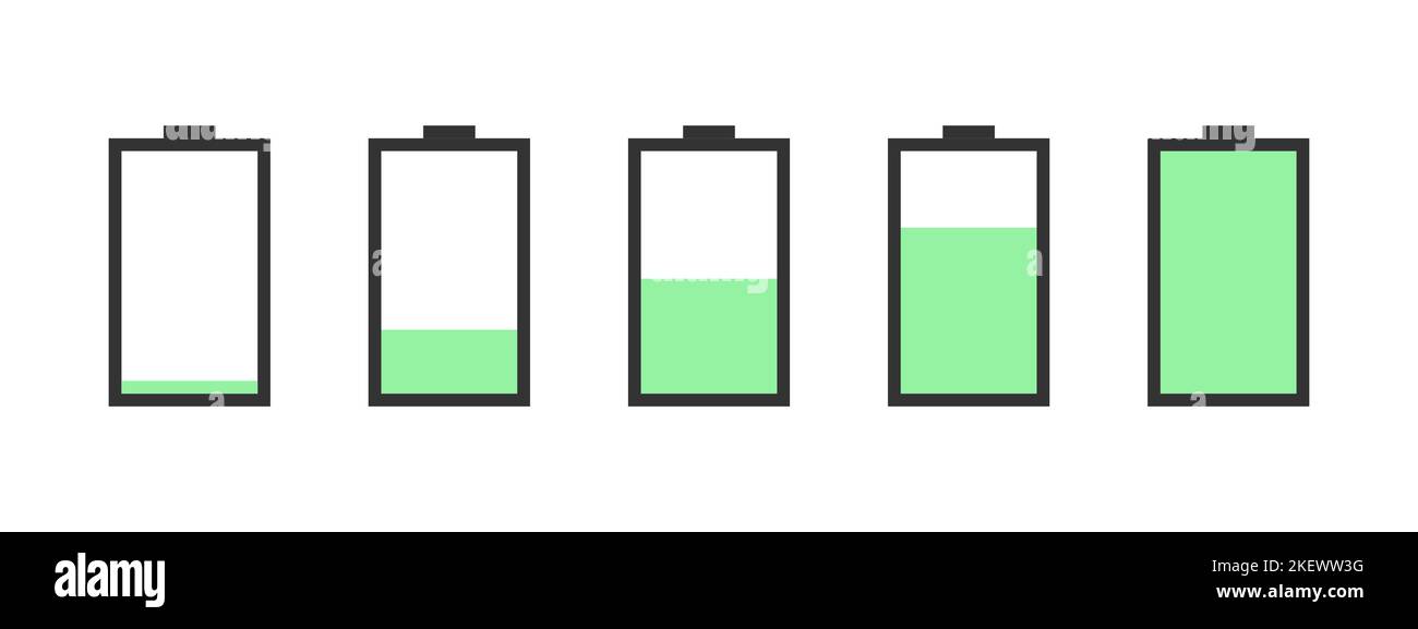 Battery charge indicator icons. Battery vector icon set with charge ... Battery charge indicator icons. Battery vector icon set with charge ...