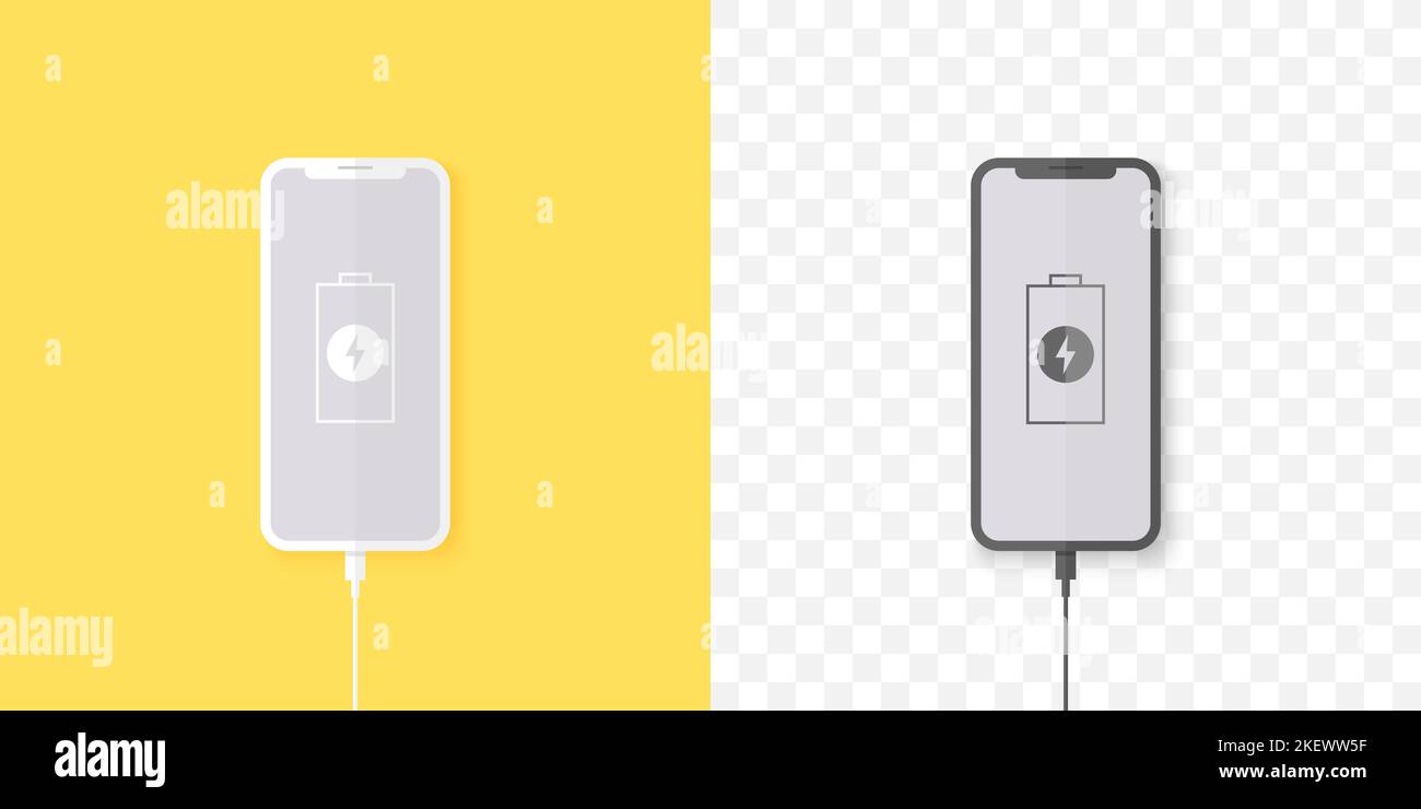 Charging phone. The process of charging a smartphone. Trendy design ...