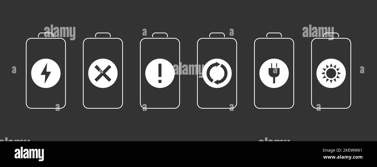Battery icons. UI elements set. Battery charge level indicators. Vector ...