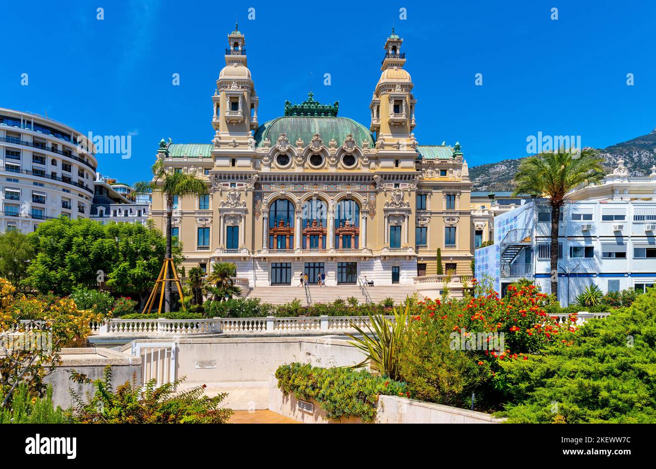Monaco, France - August 2, 2022: Seaside facade of Monte Carlo Opera ...