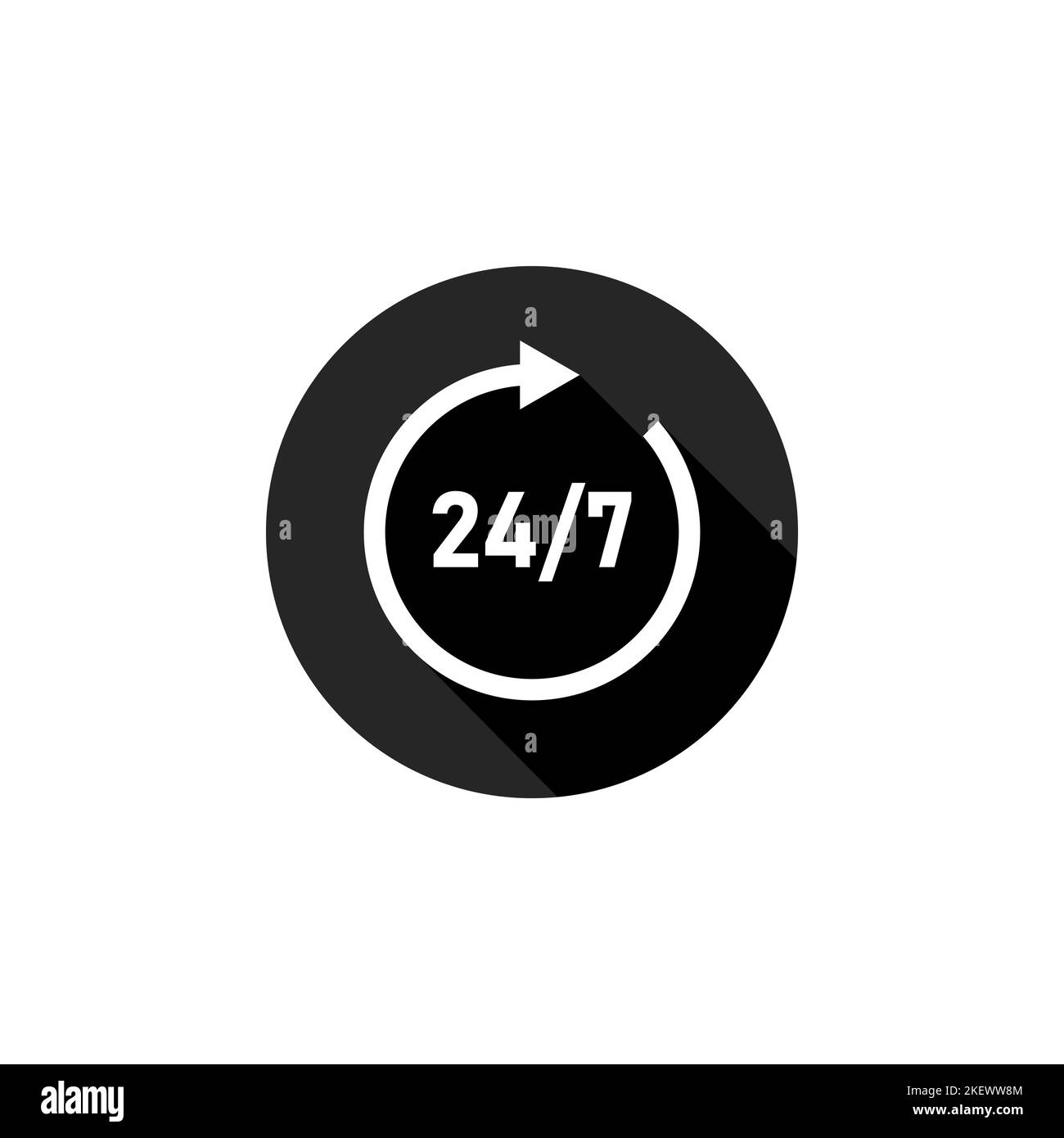 24 hour assistance icon. 24/7 Service open 24h hours a day and 7 days a ...