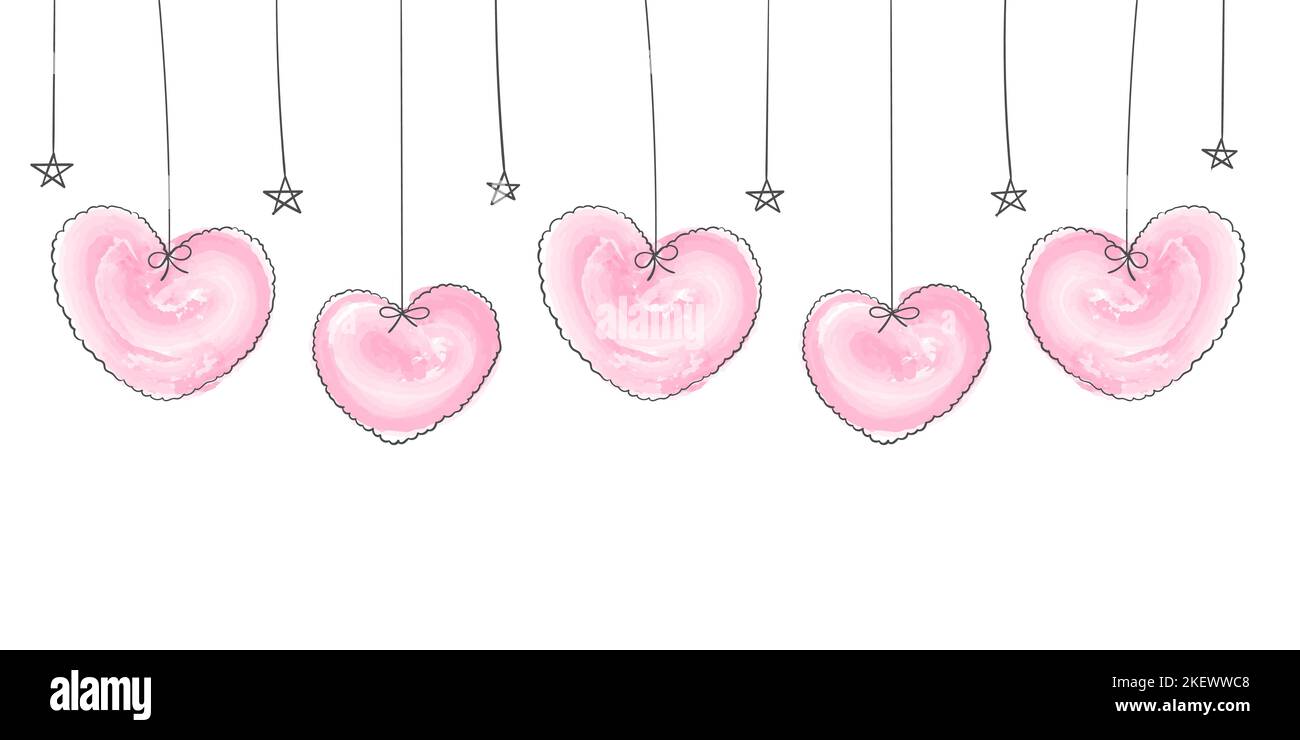 Valentines day background. Hand drawn hearts. Vector love postcard ...