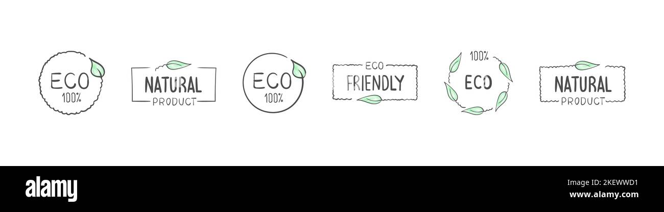 Organic food templates signs. Set of eco, bio, organic, fresh, healthy, 100 percent, nateral ...