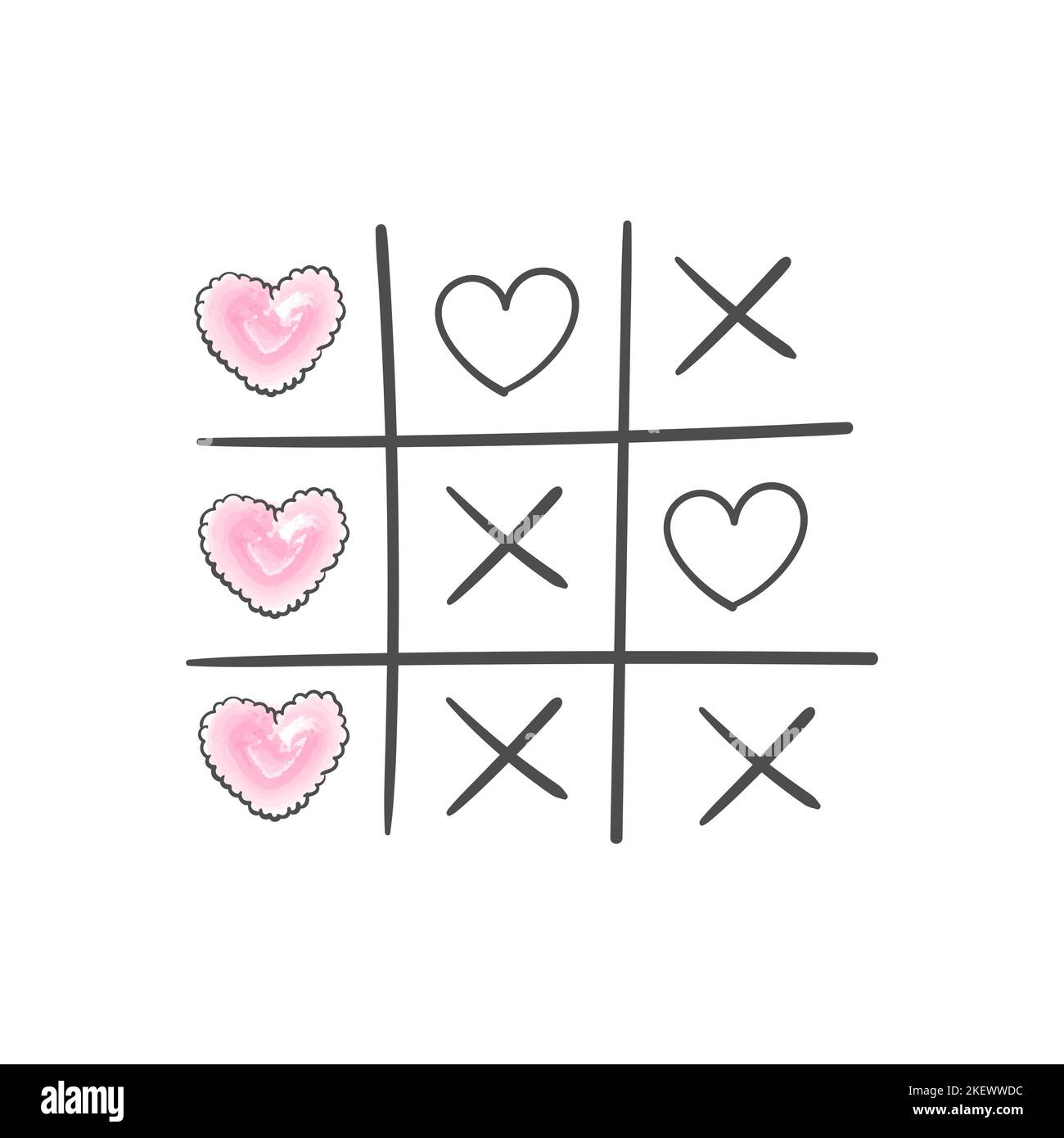 Happy valentines day greeting card. Tic tac toe game with criss cross ...