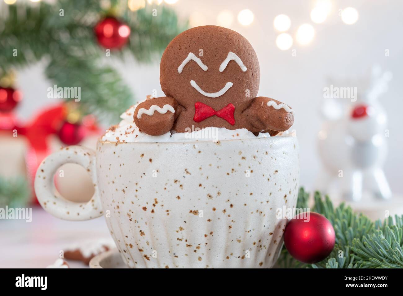 Gingerbread cookie man in a hot chocolate Stock Photo - Alamy
