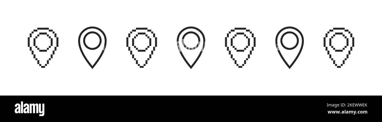Pin Location Icon. Map pointer. Pixel and linear icons. Vector illustration Stock Vector Image ...