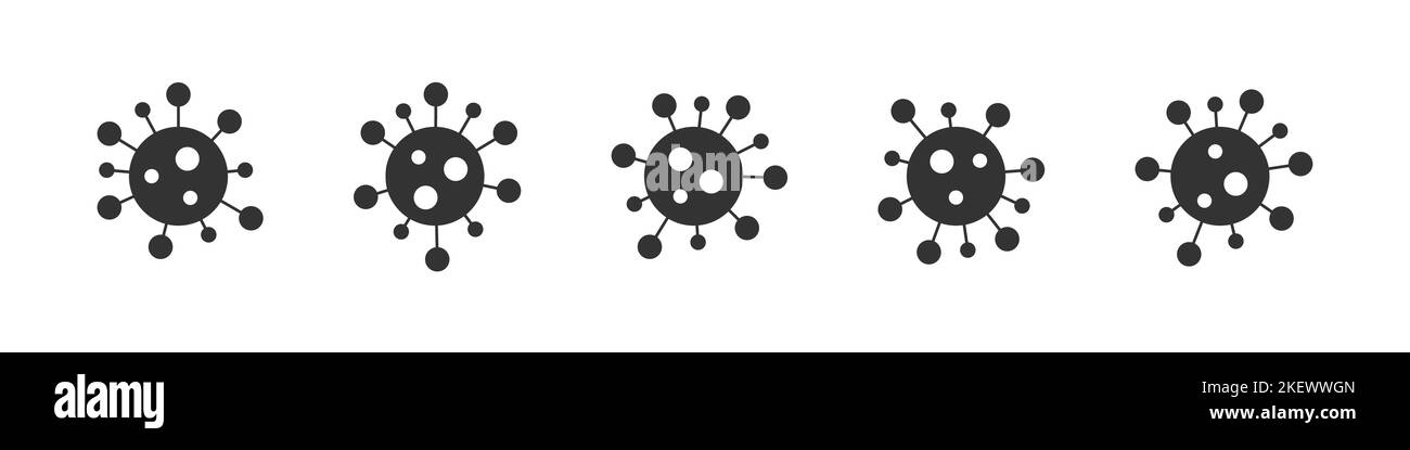 Covid symbols. Virus icons. Bacteria cell Icon. Concept stop ...