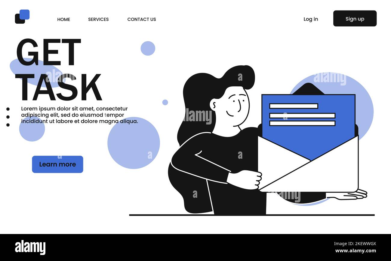 Get task and woman holding envelope vector illustration concept ...