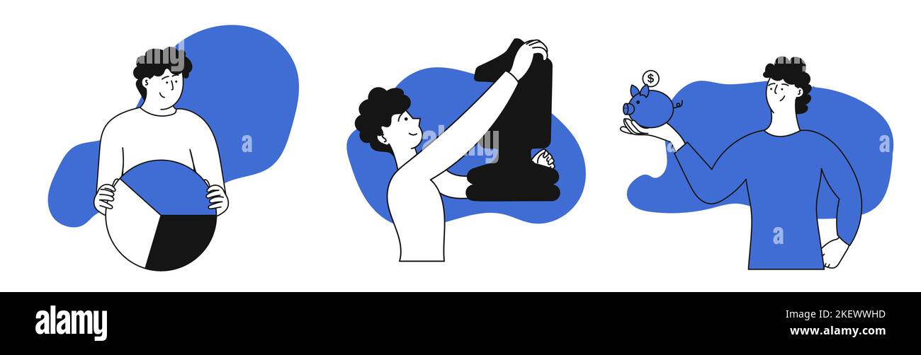 Collecting finance data set business vector illustration concept ...