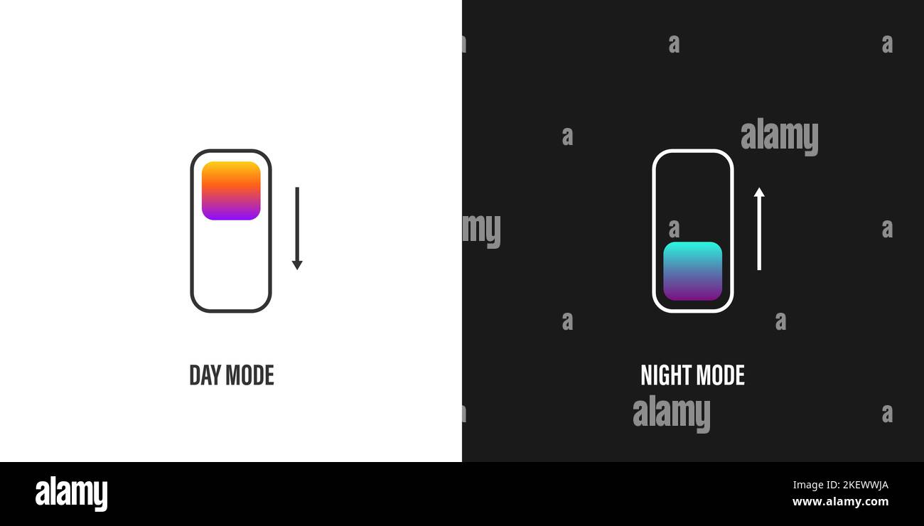 Dark mode switch icon. App interface design concept. Day and night mode ...