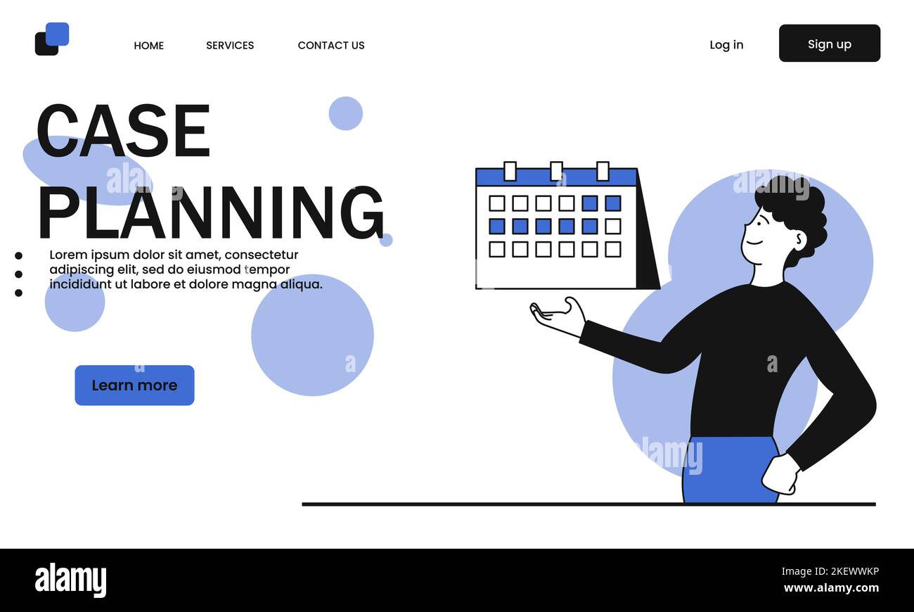 Case planning and man holding calendar vector illustration concept ...