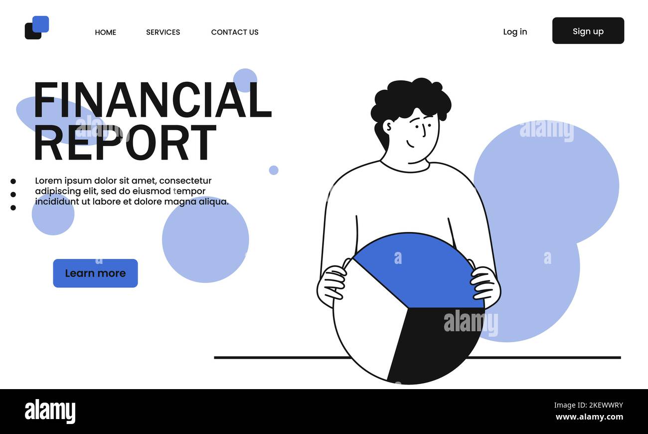 Financial report and man holding chart vector illustration concept ...
