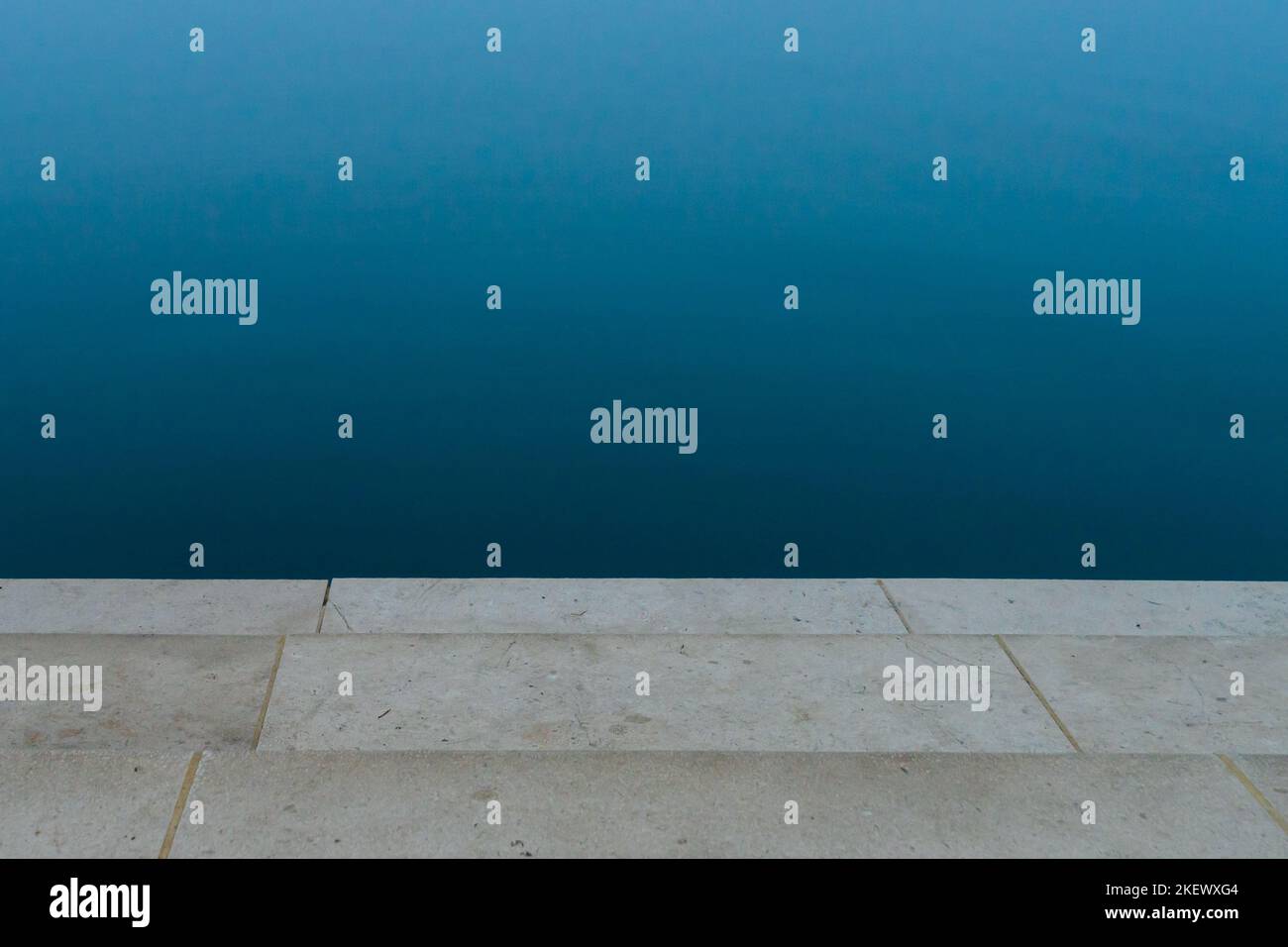 Sea Organ, Zadar, Grey and blue image, sea disappearing in fog Stock ...