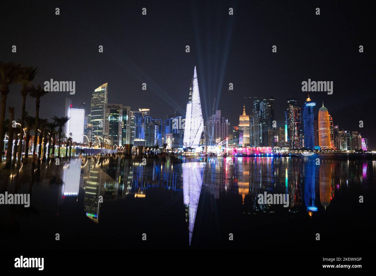 Doha, Qatar. 14th Nov, 2022. Soccer, before the World Cup, the skyline ...