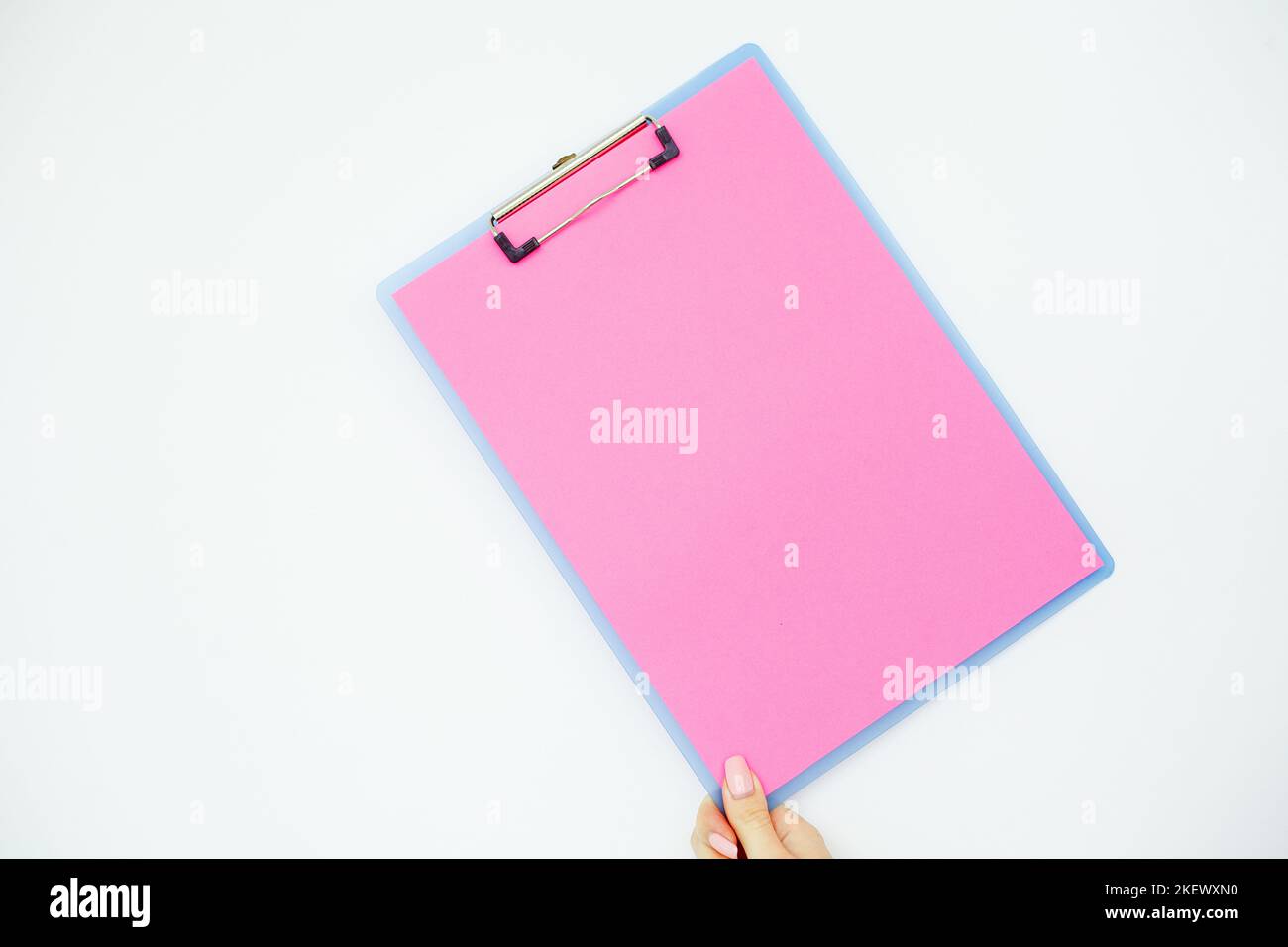 Blank Folder with Pink Paper. Hand that Holding Folder and Handle on ...