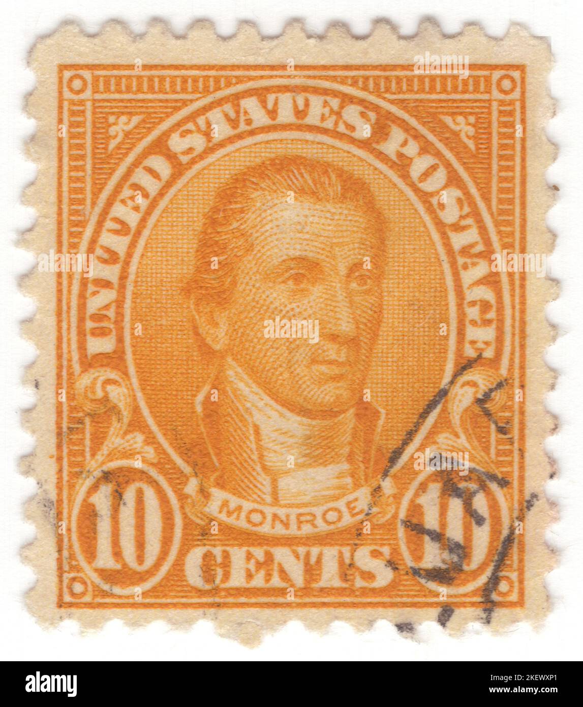 USA - 1923: An 10 cents orange postage stamp depicting portrait of ...
