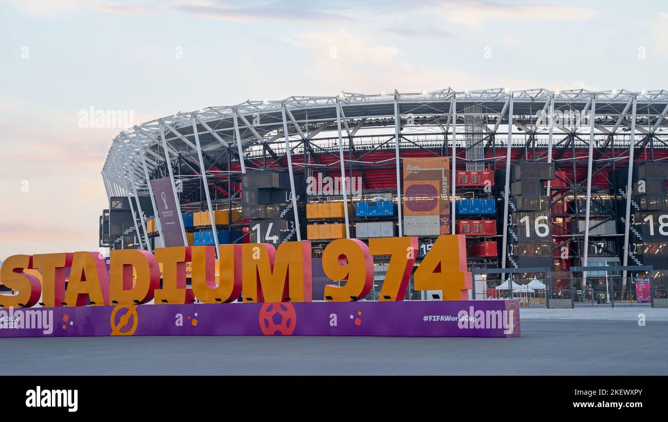 Doha, Qatar- Ocotber 10,2022 :Stadium 974 is a football stadium in Ras ...