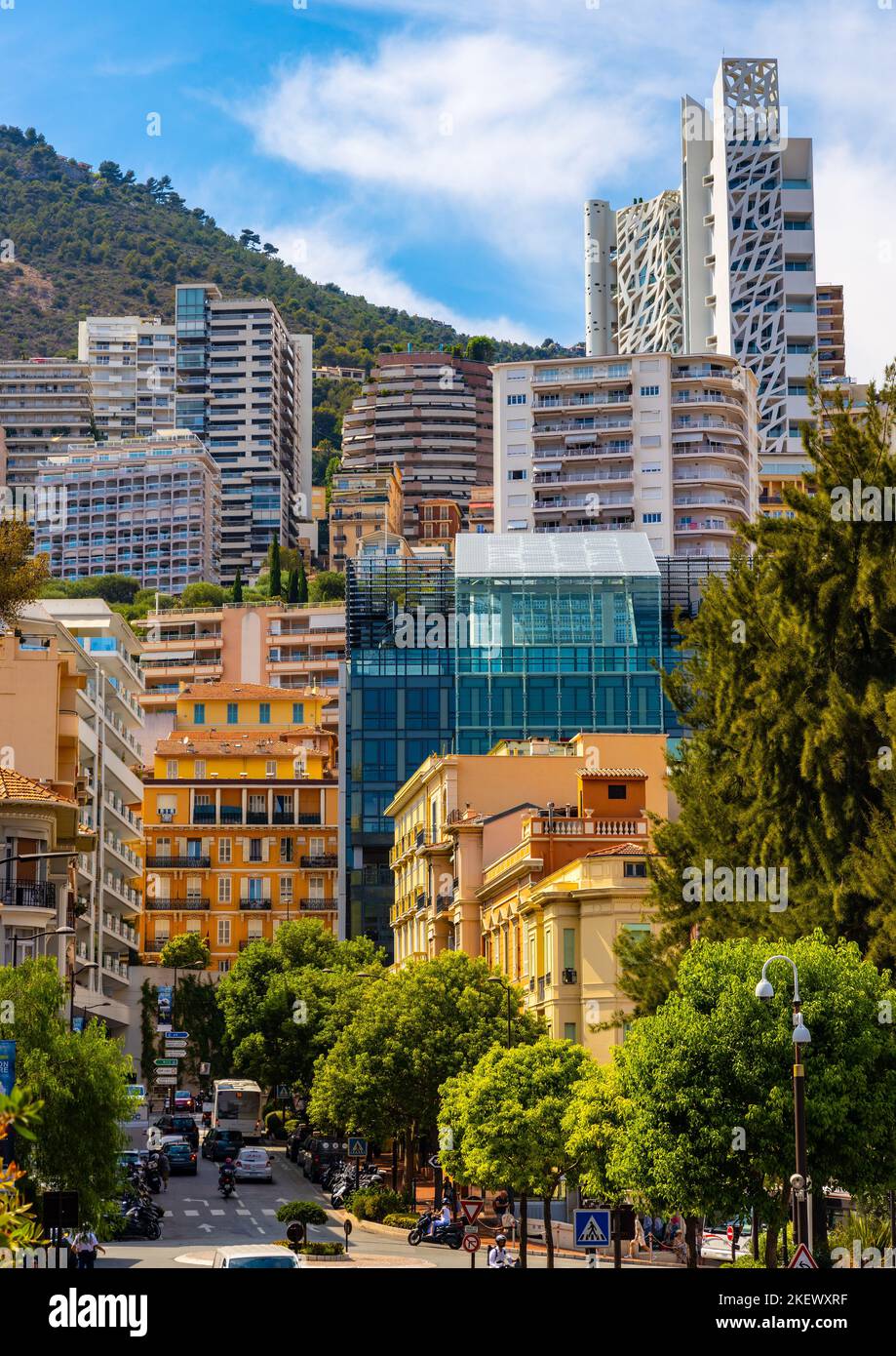 Monaco, France - August 2, 2022: Panoramic view of dense residential ...