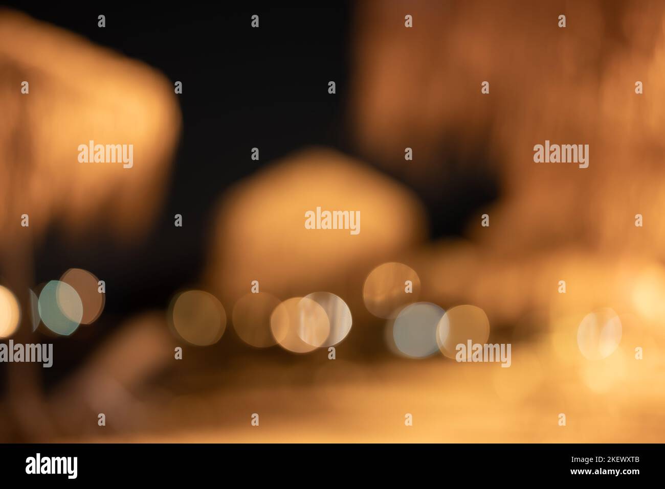 Blurred Background of Beach Umbrella Made Of Palm Leaves Sway In Wind ...