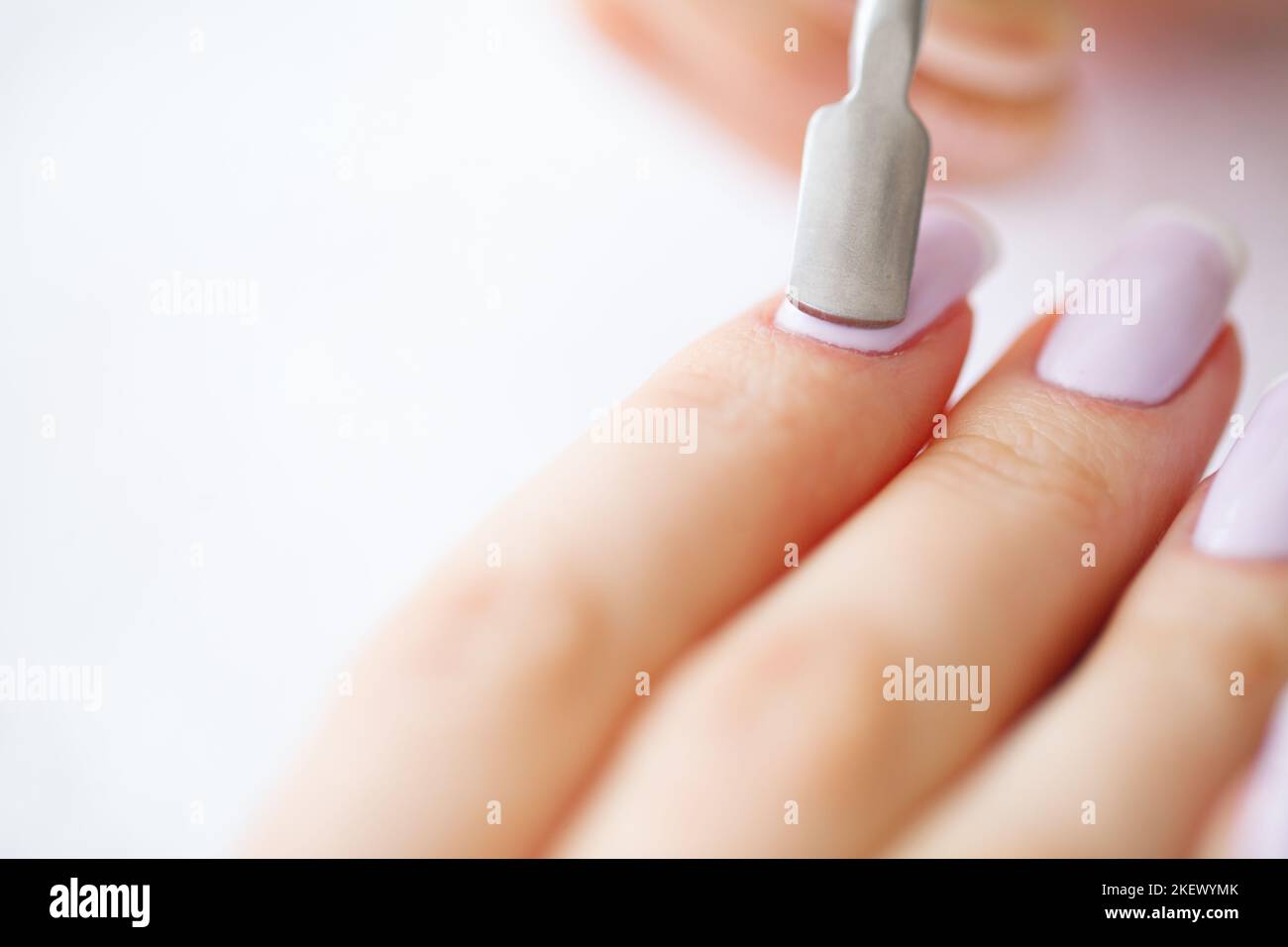 SPA manicure. French manicure at spa salon. Woman hands in a nail salon ...