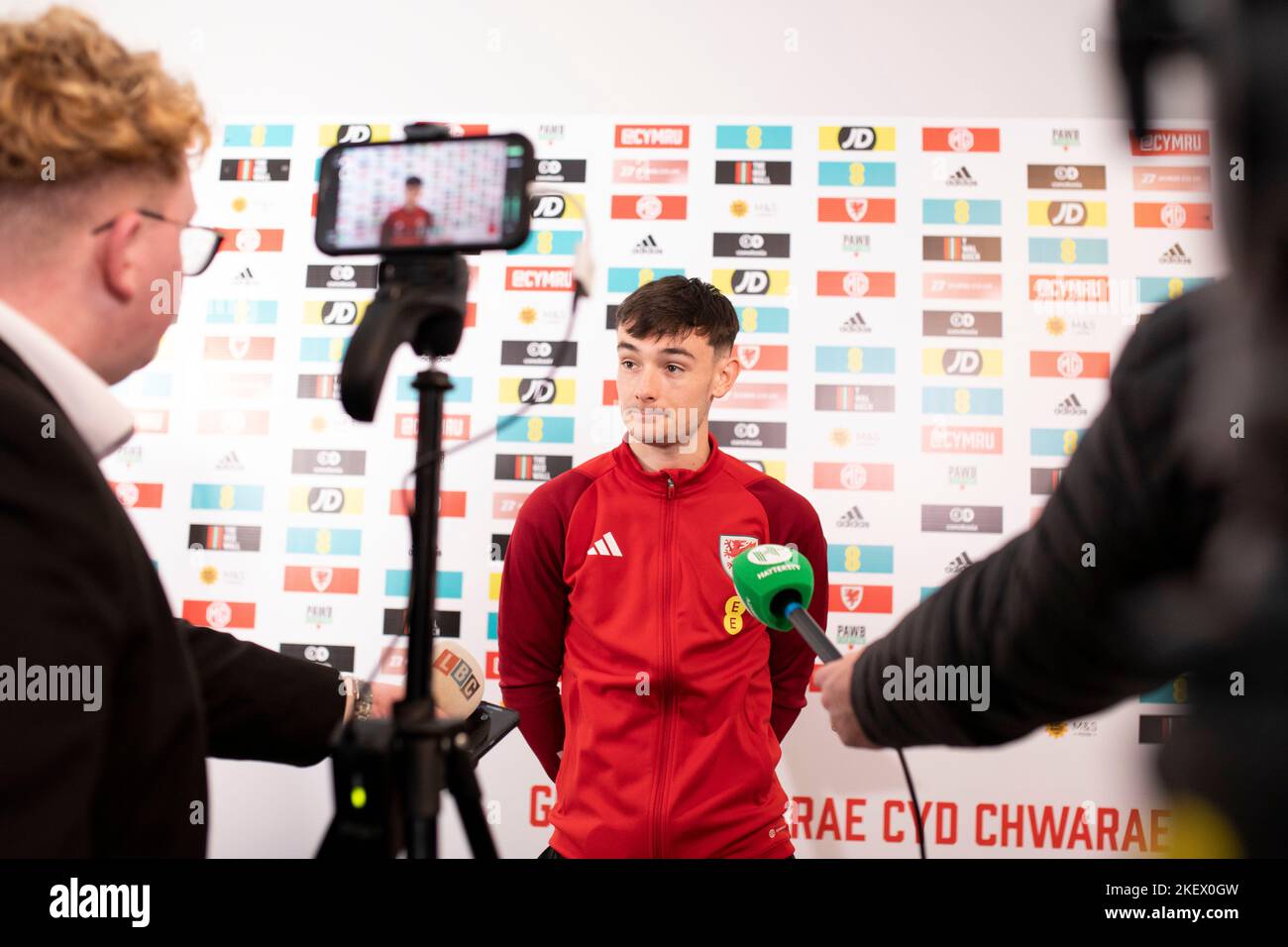 Hensol, Wales, UK. 14th Nov, 2022. Dylan Levitt during a player media ...
