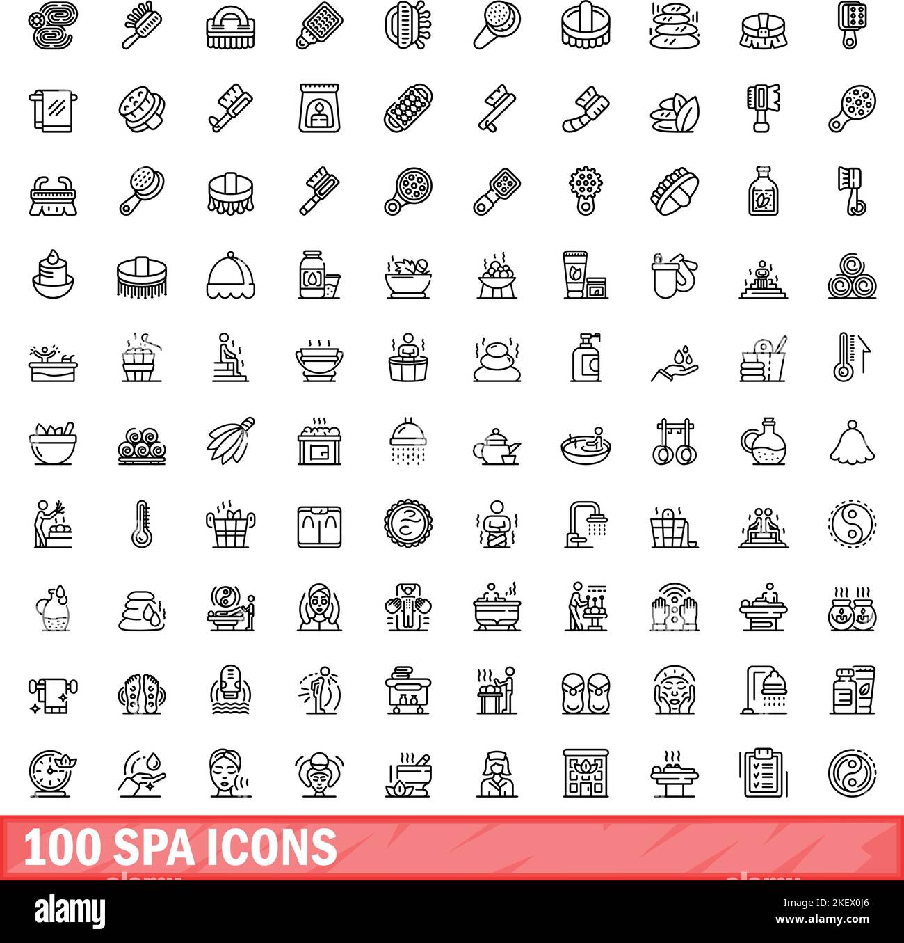 100 spa icons set. Outline illustration of 100 spa icons vector set ...