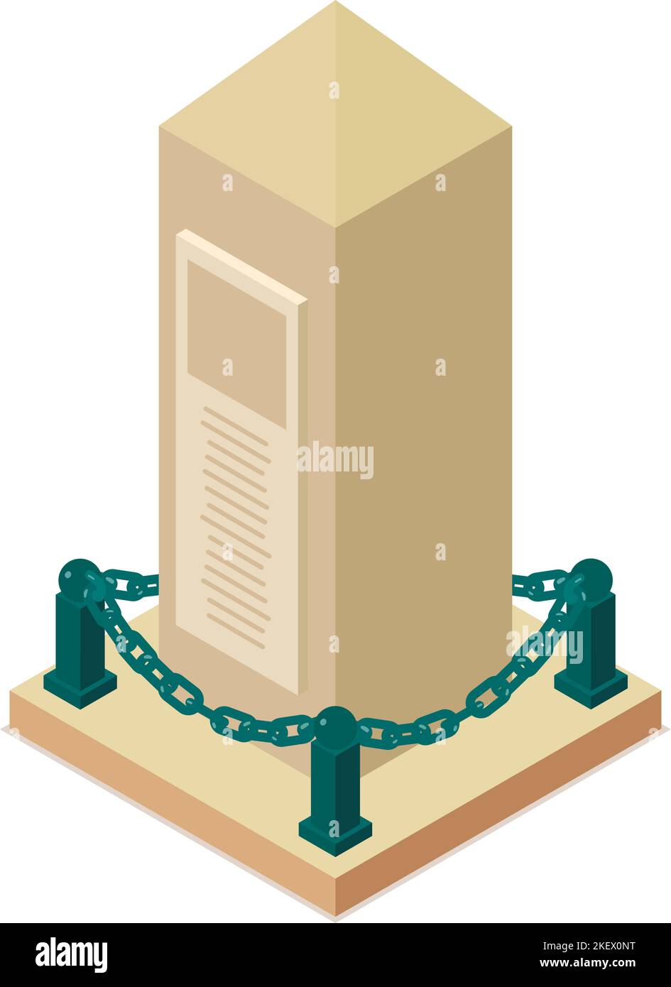 Memorial icon isometric vector. Memorial stone and plaque fenced with ...