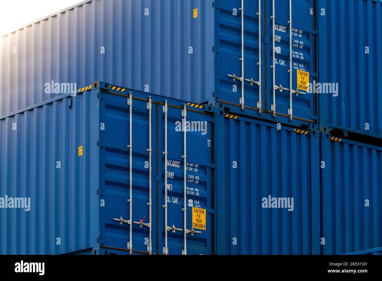 Cargo containers. Cargo container yard. Stack of freight containers at ...