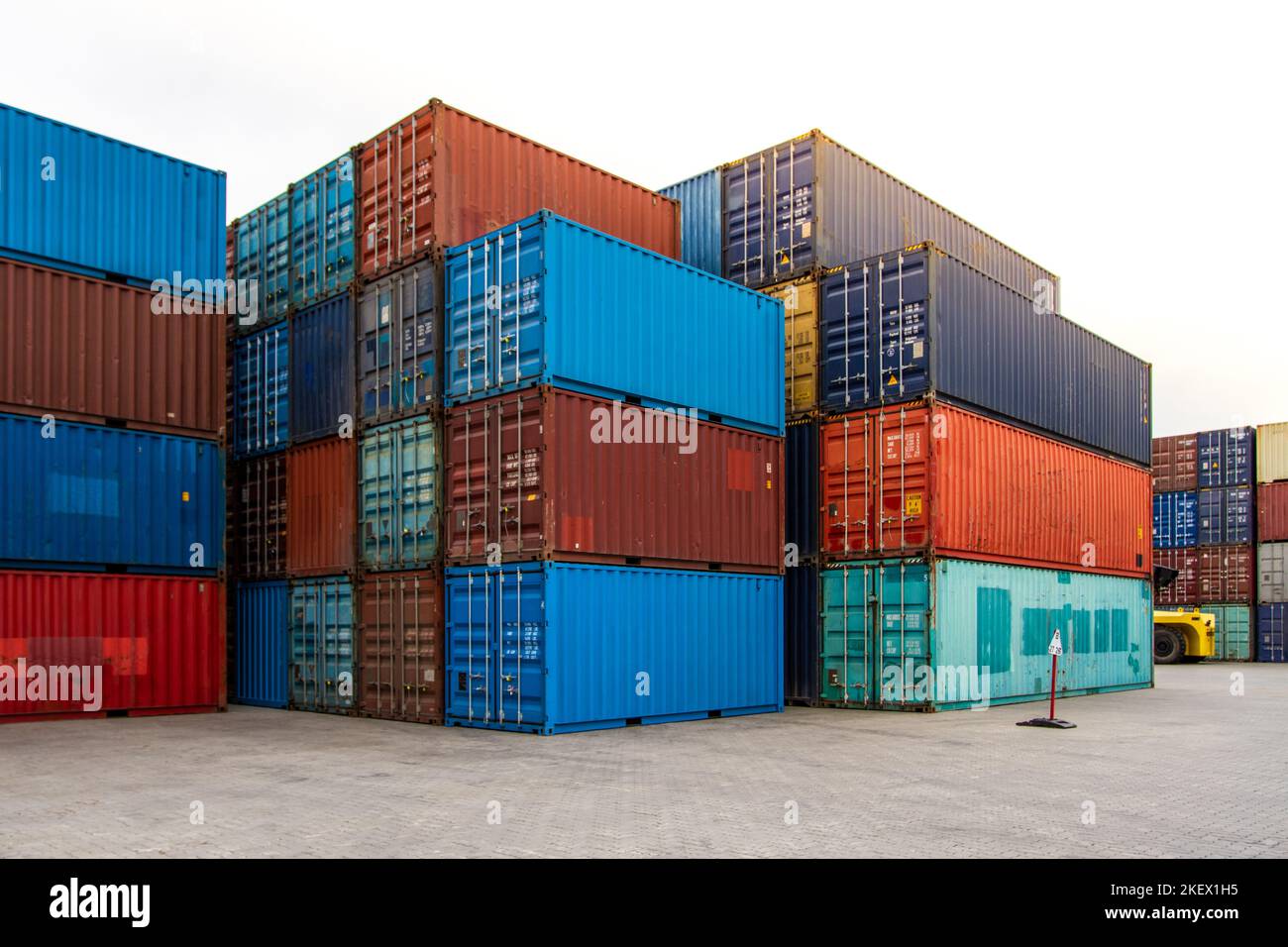 Cargo containers. Cargo container yard. Stack of freight containers at ...