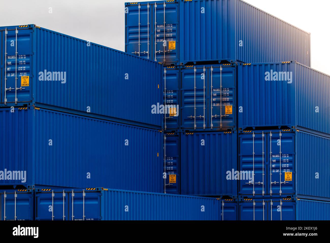 Cargo containers. Cargo container yard. Stack of freight containers at ...
