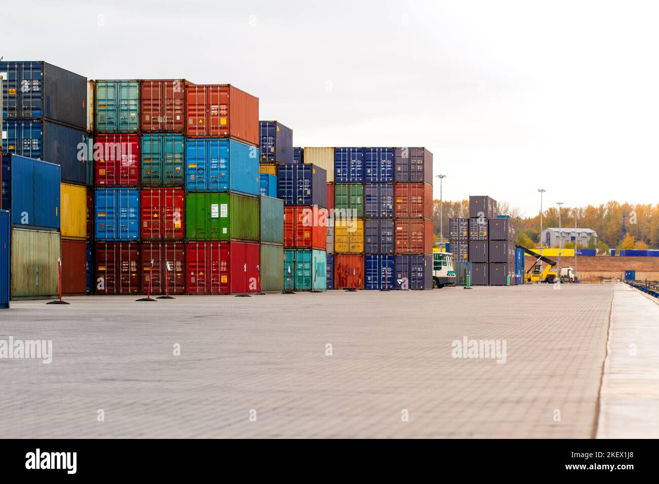 Cargo containers. Cargo container yard. Stack of freight containers at ...