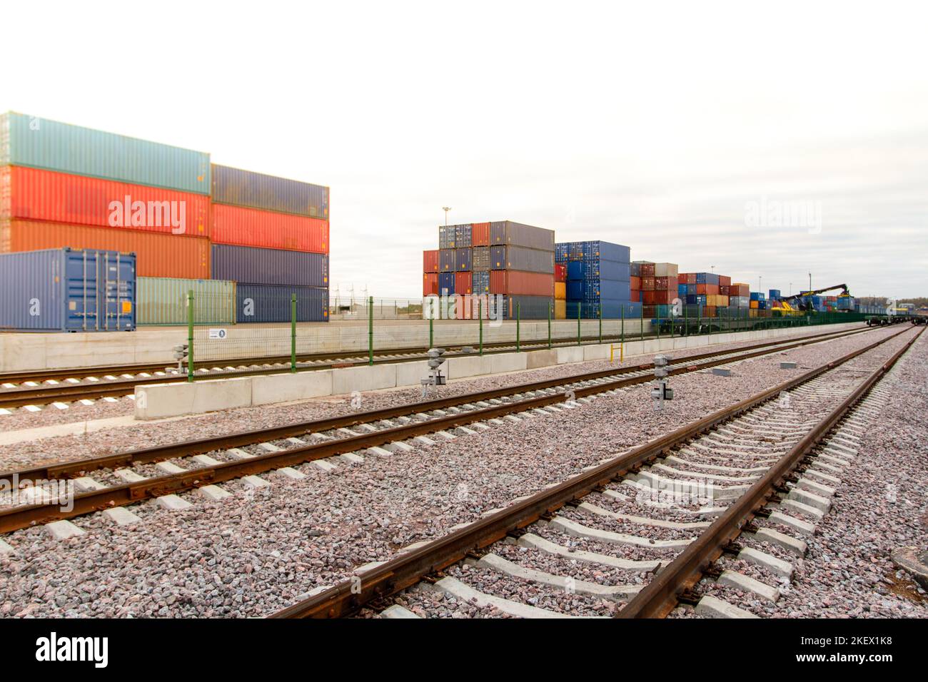 Cargo containers. Cargo container yard. Stack of freight containers at ...