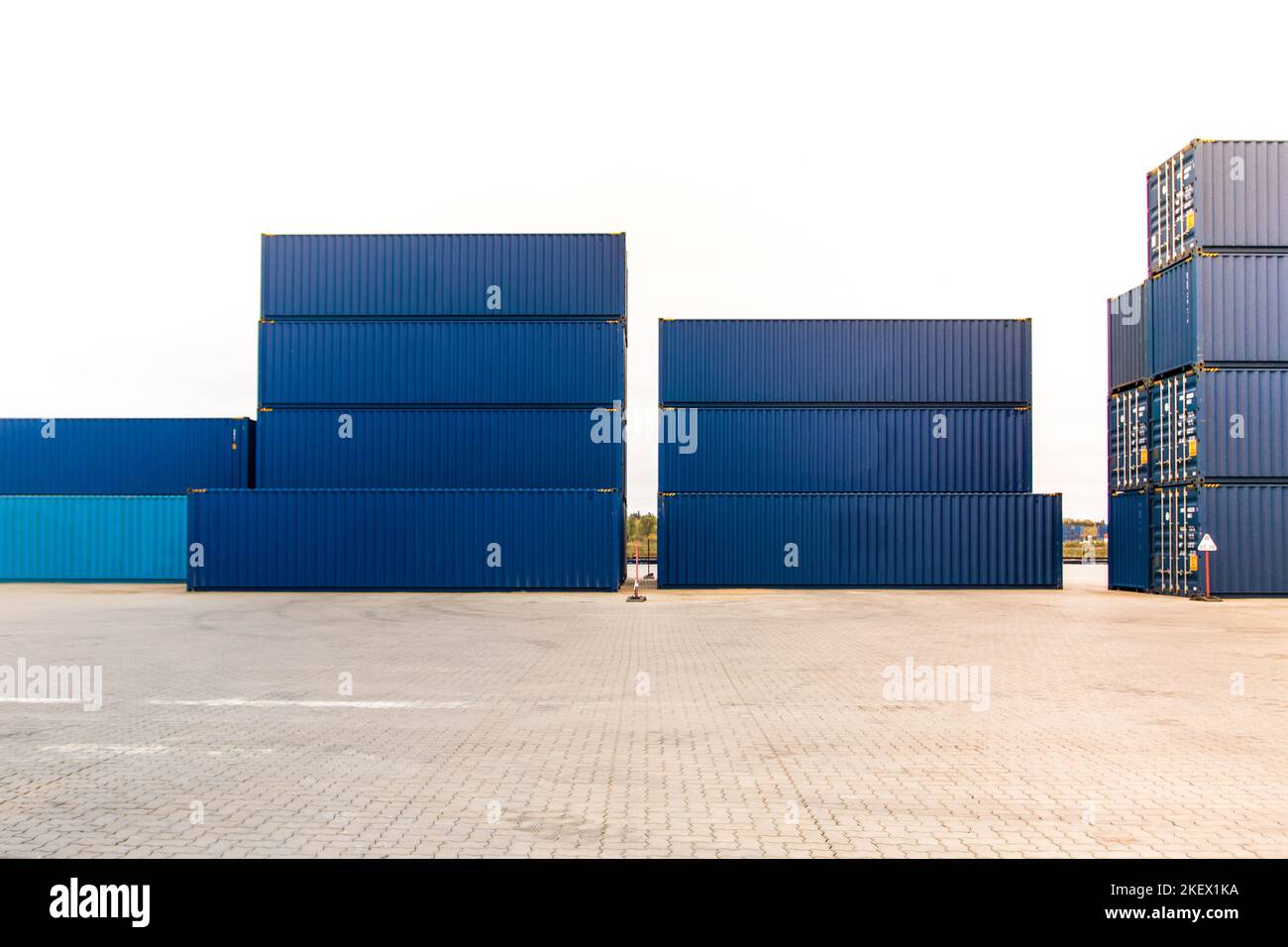 Cargo containers. Cargo container yard. Stack of freight containers at ...
