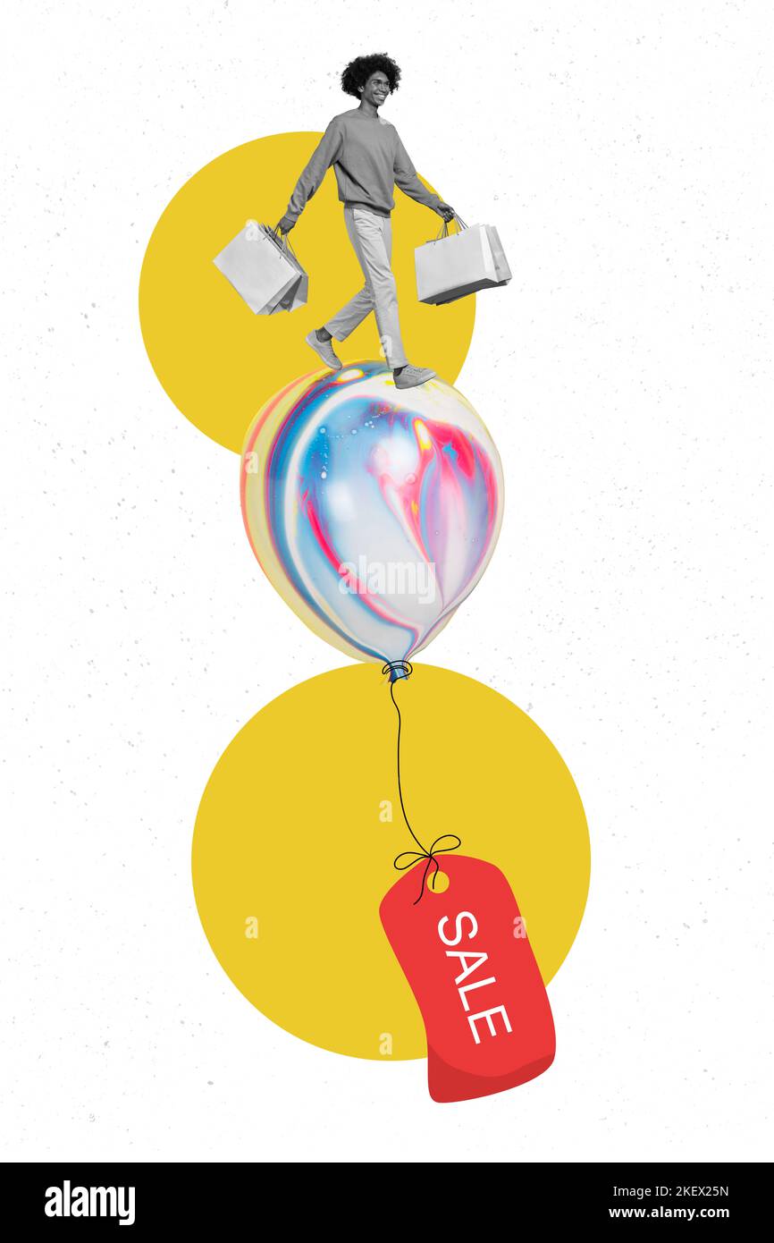 Creative photo 3d collage artwork poster of funny funky man stand big ...