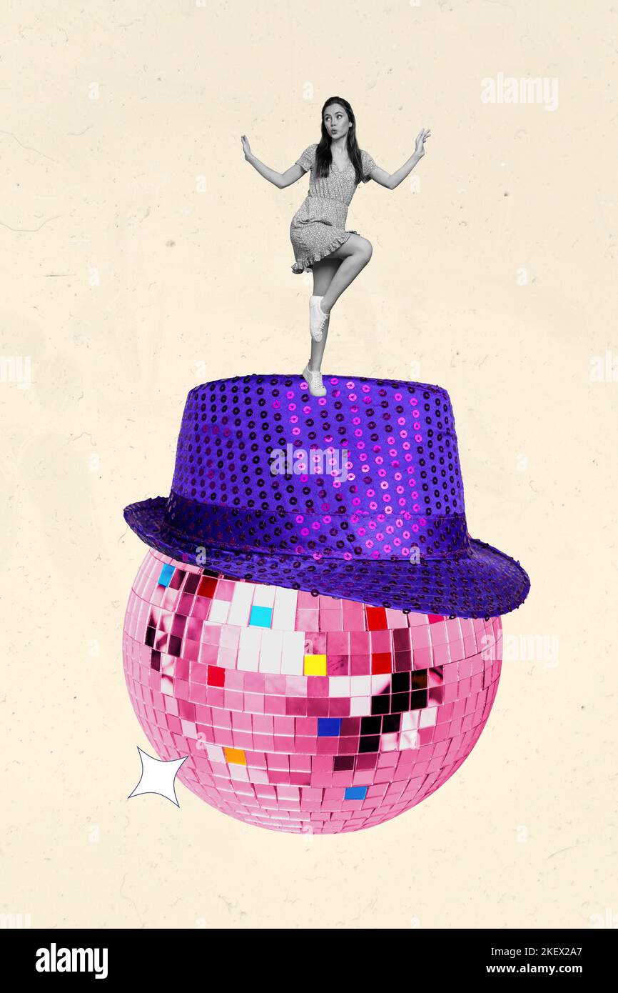 Creative photo 3d collage artwork poster of beautiful happy girl ...