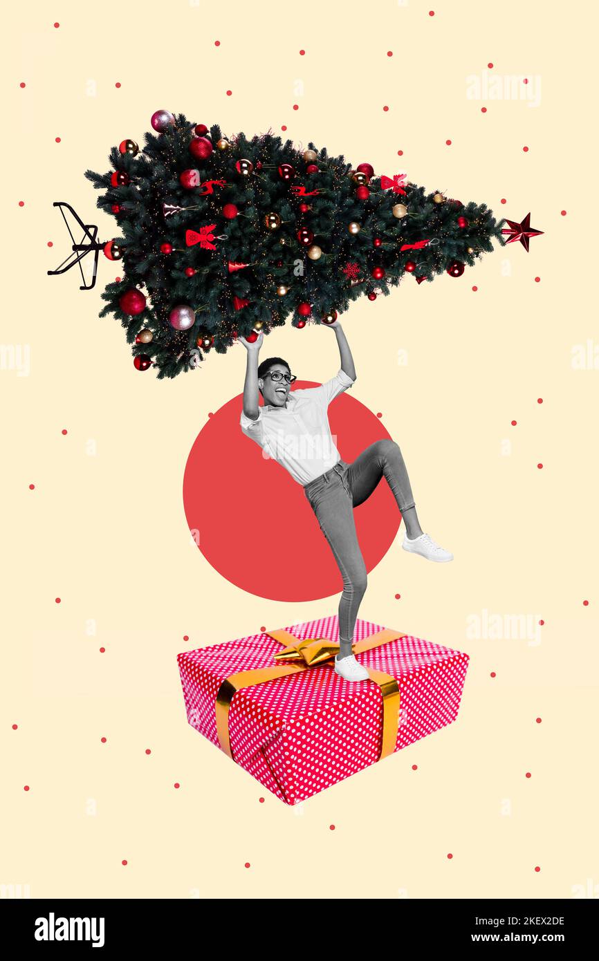 Vertical creative collage photo of positive satisfied god mood man hold ...