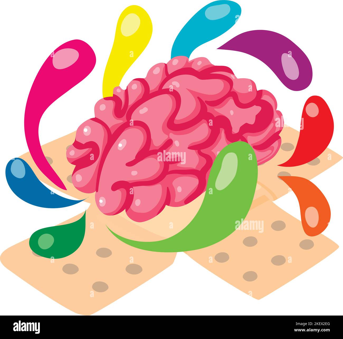 Neurophysiology icon isometric vector. Realistic human brain with ...