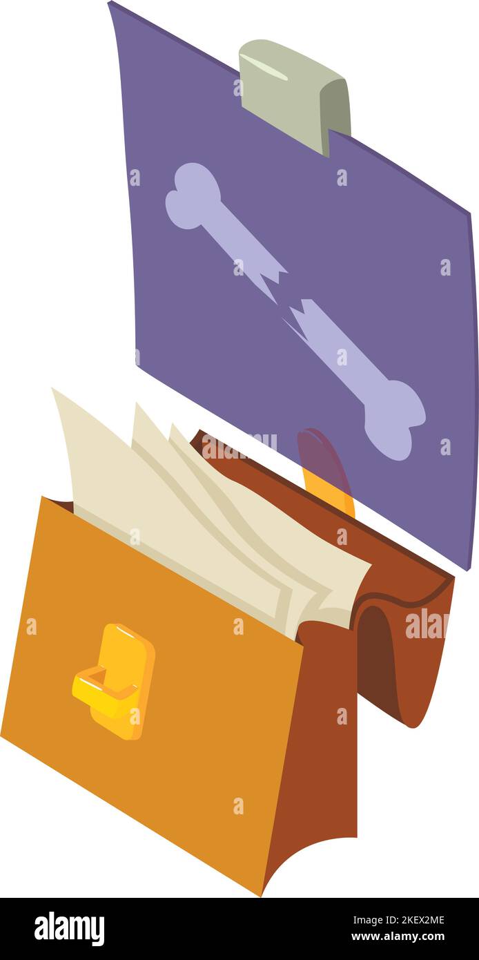 Medical documentation icon isometric vector. Briefcase with paper, xray ...