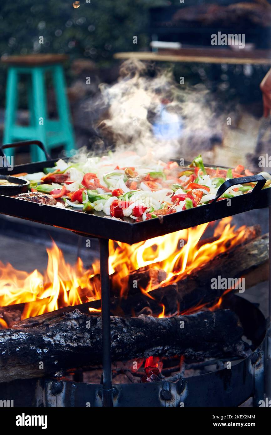 Grilled vegetables and meats Stock Photo - Alamy
