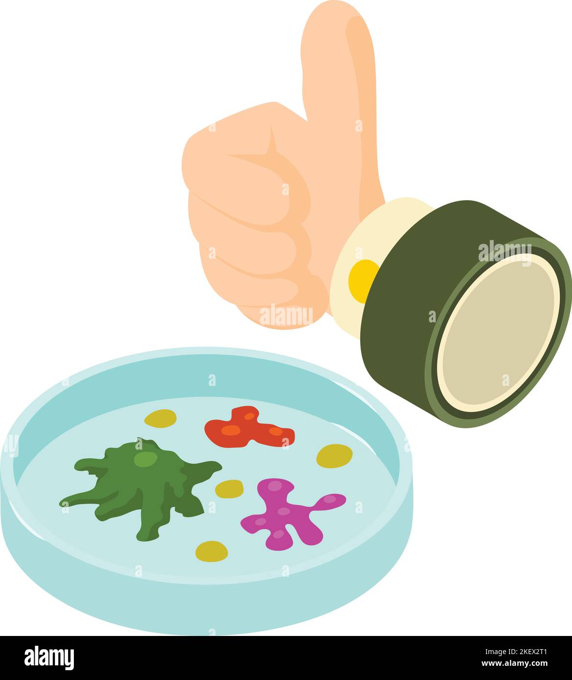 Laboratory research icon isometric vector. Man hand with thumb up and ...